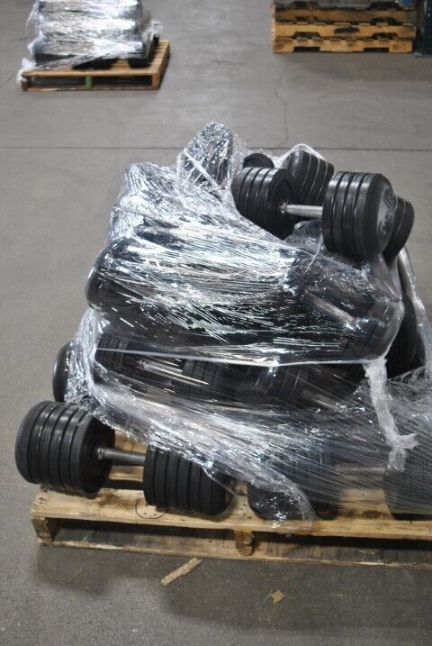 Troy Barbell Rubber Pro Style Dumbbell Set 5 - 110 With 2 Paramount Ra ...